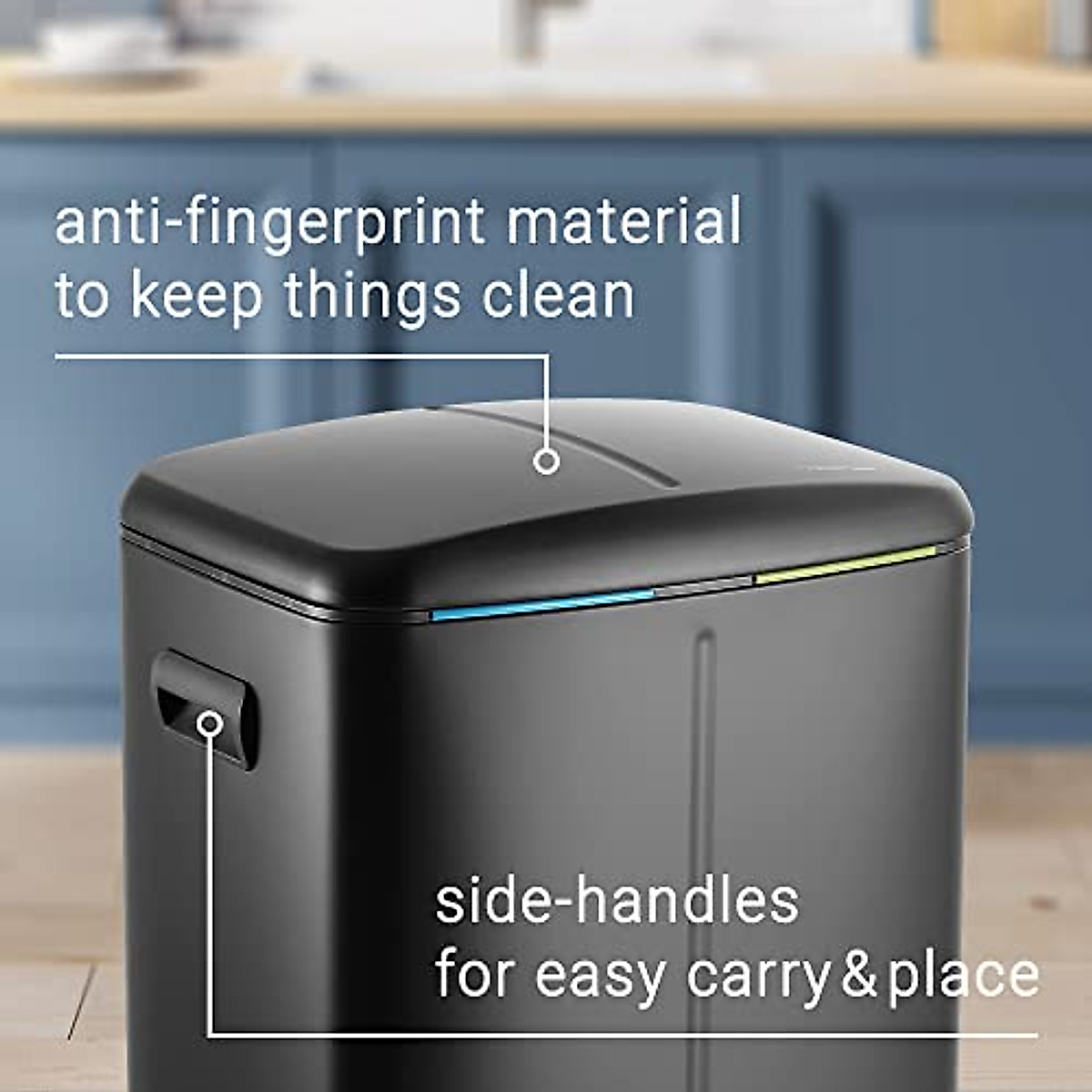 happimess HPM1005B Open Double Bucket Garbage Bin with Soft Close Step, Durable Steel Pedal for Home, Office, Kitchen Trash Can, 10.5 Gallon, Black