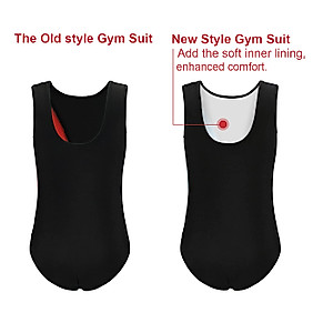 Viriber Leotards For Girls Gymnastics Girls' Activewear Dresses Gymnastics Leotards for Girls Dance Ballet Suit (130（9-10T), Black&Pink … …