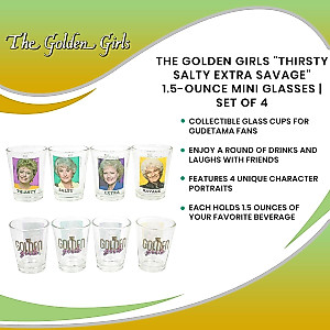 The Golden Girls "Thirsty Salty Extra Savage" 1.5-Ounce Mini Glasses | Set Of 4
