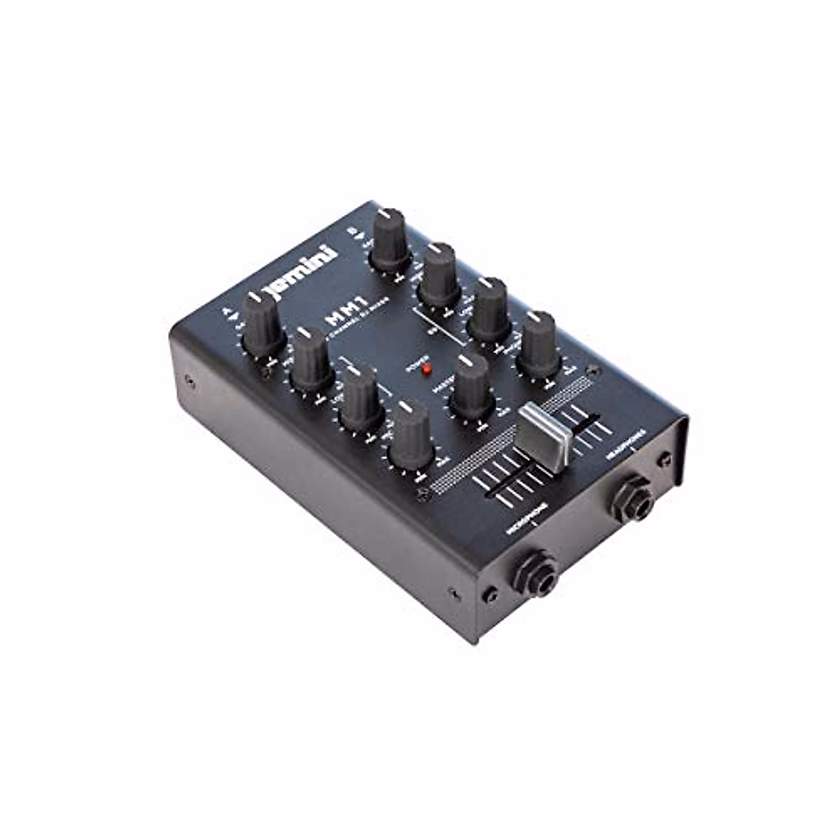 Gemini Sound MM1 Professional Audio 2-Channel Dual Mic Input Stereo 2-Band Rotary Compact DJ Podcast Mixer with Cross-Fader and Individual Gain Control