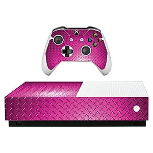 MightySkins Skin for Microsoft Xbox One S All-Digital Edition - Pink Diamond Plate | Protective, Durable, and Unique Vinyl Decal wrap cover | Easy To Apply, Remove, and Change Styles | Made in the USA