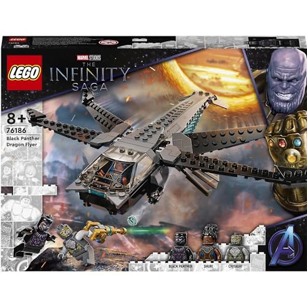 LEGO® Super Heroes Marvel Black Panther Dragon Flyer 76186 Building Kit Toy; Create The Final Battle Scene from Avengers: Endgame