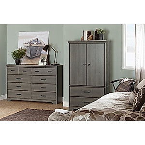 South Shore Versa 2-Door Armoire with Drawers, Gray Maple