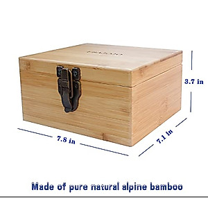 FBAJOJO Bamboo Multi-purpose Storage Box With Tray, Glass Accessory Storage Box (Bamboo Color)