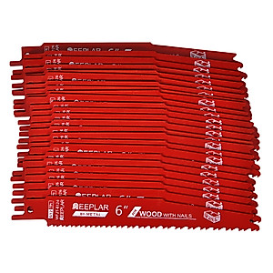 25 Pack 6 Inch 6/12 Tpi Reciprocating Saw Blades for Nail-Embedded Wood…