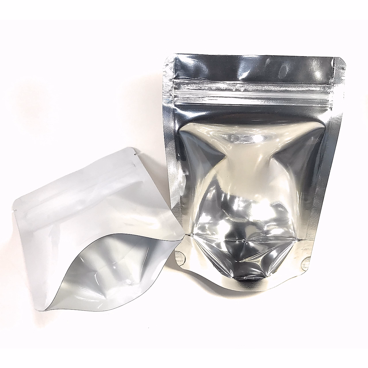 Smell Proof 4 Mil Mylar Food Storage Bags (50 Pack) Clear Front Heavy Duty Zip Seal 4.5x6.5x1.5 / 6x9x3 Inch Stand Up Leak Proof Food Grade Foil Pouch. Heat Sealable with Iron. ROYPACK (Medium)