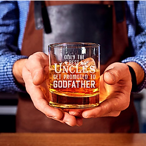 CARVELITA Only The Best Uncles Get Promoted To Godfather 11 oz Whiskey Glass, Special Godparent Gift, Communion Baptism Gift, Will you be my Godfather Gift - Best Gift For Godfather