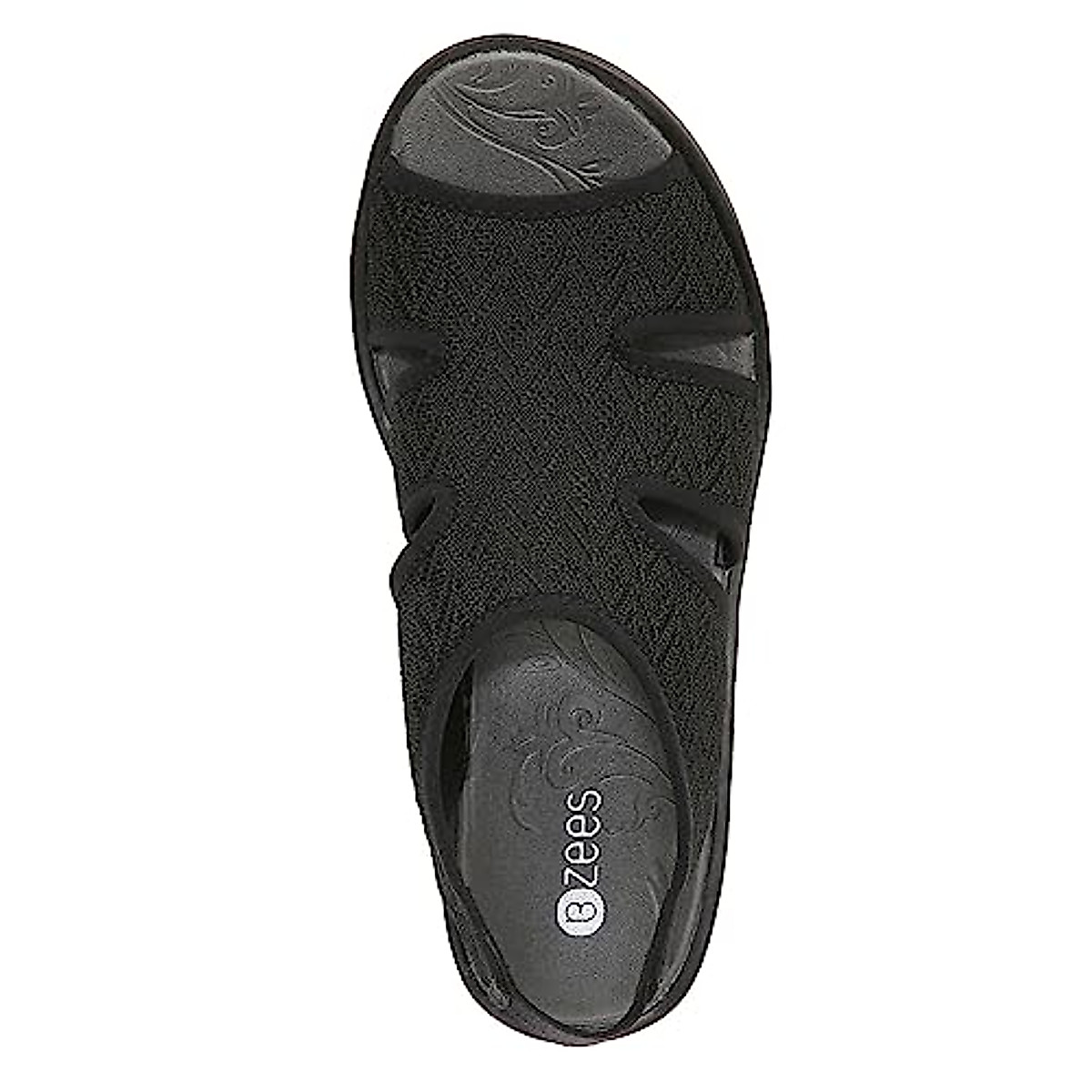 BZees Womens Daytona Slip-on Wedge Sandal, Black, 9 Wide US