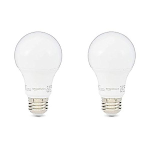 Amazon Basics 60W Equivalent, Soft White, Non-Dimmable, 10,000 Hour Lifetime, A19 LED Light Bulb , 2-Pack