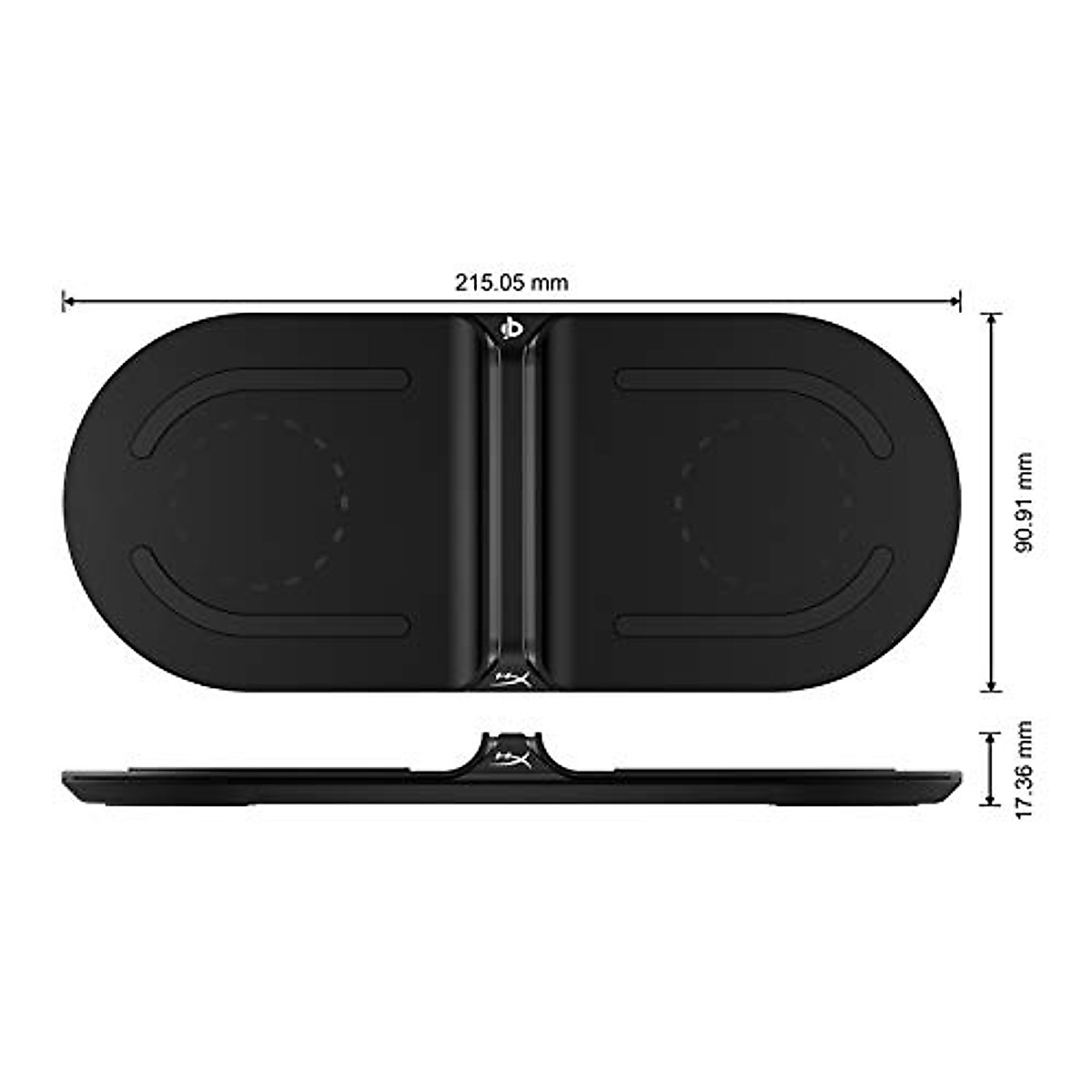 HyperX Chargeplay Base - Qi Wireless Charger, Qi Certified, Dual Wireless Charging Pads Charge Up to Two Devices, Battery Indicators, AC Wall Adapter, Compatible with Qi-Enabled Devices, HX-CPBS-A
