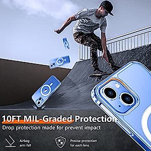 Red2Fire Magnetic for iPhone 15 Plus Case for iPhone 14 Plus Case Clear, [Compatible with Magsafe][2X Glass Screen Protector+Camera Lens Protector][Not Yellowing] Slim Phone Case 6.7 inch - Clear