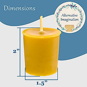 12 Pack of Beeswax Votive Candles - 100% Pure, Natural Beeswax with Natural Light Honey Scent - 15 Hour Burn - Alternative Imagination