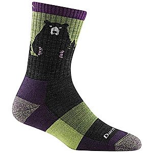 Darn Tough Women's Bear Town Micro Crew Lightweight with Cushion - Large Lime Merino Wool Socks for Hiking