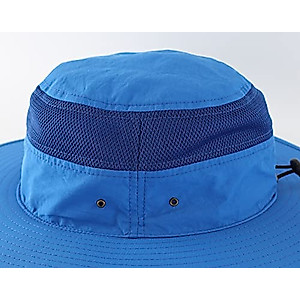Home Prefer Men's Sun Hat UPF 50+ Wide Brim Bucket Hat Windproof Fishing Hats (Bright Blue)