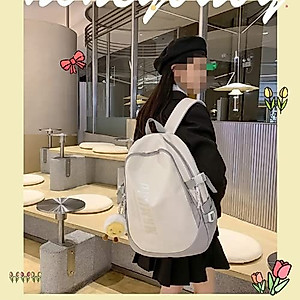 HIQUAY Kawaii Japanese Korean harajuku cute aesthetic backpack teenage school gift for birthday Christmas (grey)