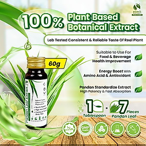 3 Bottle Pandan Leaf Extract Concentrate for Bakery & Beverage (60g) | Standardized Plant Extract of the East,Fresh Natural Asian Gourmet Baking Ingredient