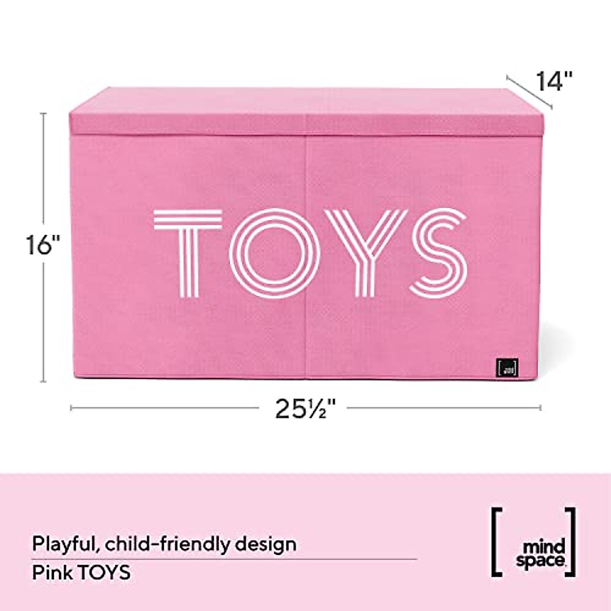 Mindspace Kids Toy Storage Organizer - Large Toy Chest for Girls - Big Toy Box for Girls, Boys, Baby, Toddler - Stuffed Animal, Baby Doll, Toy Storage Bins for Playroom Organization and Storage, Pink