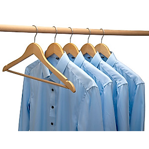 Wooden Hangers 10 Pack, Non-Slip Wood Hangers with 360° Swivel Hook & Notches, Solid & Slim Coat Hangers for Shirt, Suit, Jacket, Dress, Natural-HL01N