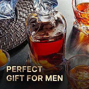 Valentines Day Gift For Him, TF TakeFlight Elegant Crystal Whiskey Decanter Set, Ultimate Gift for Men, Dad, Boyfriend, Legend Inspired Whisky Scotch Glassware, Classic Design, Twist