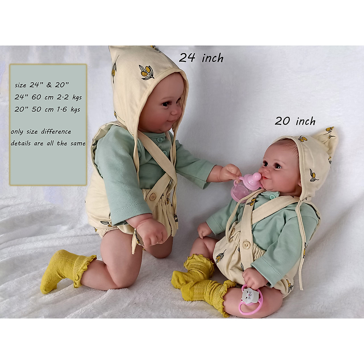 Anano Reborn Baby Doll Newborn 24 Inches Silicone Reborn Toddler Doll Hand Drawn Veins Baby Doll Real Life Size Baby Doll Toy for Age 3+ Birthday Gift Therapy for Dementia Patient