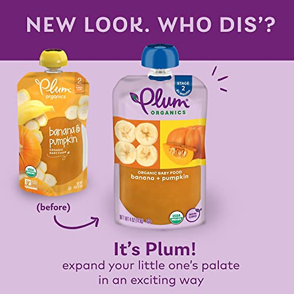Plum Organics Stage 2 Organic Baby Food, Banana & Pumpkin, 4 Ounce Pouch