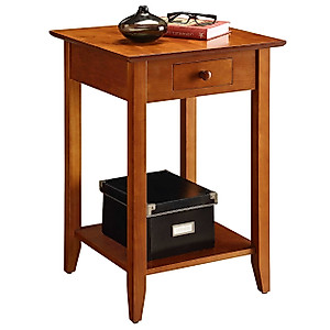 Convenience Concepts American Heritage End Table with Drawer and Shelf, Cherry, 18 in x 18 in x 26 in