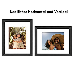 Americanflat 11x14 Picture Frame with Shatter-Resistant Glass - Use as 8x10 Frame with Mat or 11x14 Frame Without Mat - Hudson Collection - Wide Photo Frame for Wall display - Black
