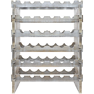 Sorbus® Wood Wine Stackable Rack 6 Tier — Rustic Style Wine Racks for Bottles — Perfect for Bar, Wine Cellar, Basement, Cabinet, Pantry, etc. (6-Tier, Grey Wood)