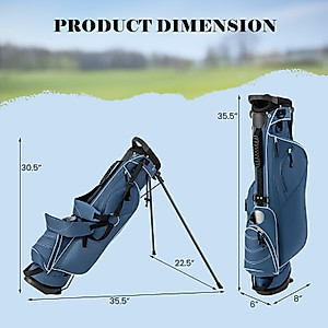 Tangkula Golf Stand Bag Lightweight Organized Golf Bag Easy Carry Shoulder Bag with 4 Way Dividers and 4 Pockets for Extra Storage Sunday Golf Bag, Blue