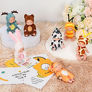 Xefuu 12 Pcs Mini Baby Dolls 4.5 Inch Lifelike Realistic Baby Toy Dolls Tiny Reborn Babies with Animal Clothes Cute Small Baby Doll for Kids Girls Boys Toddlers Easter Gifts