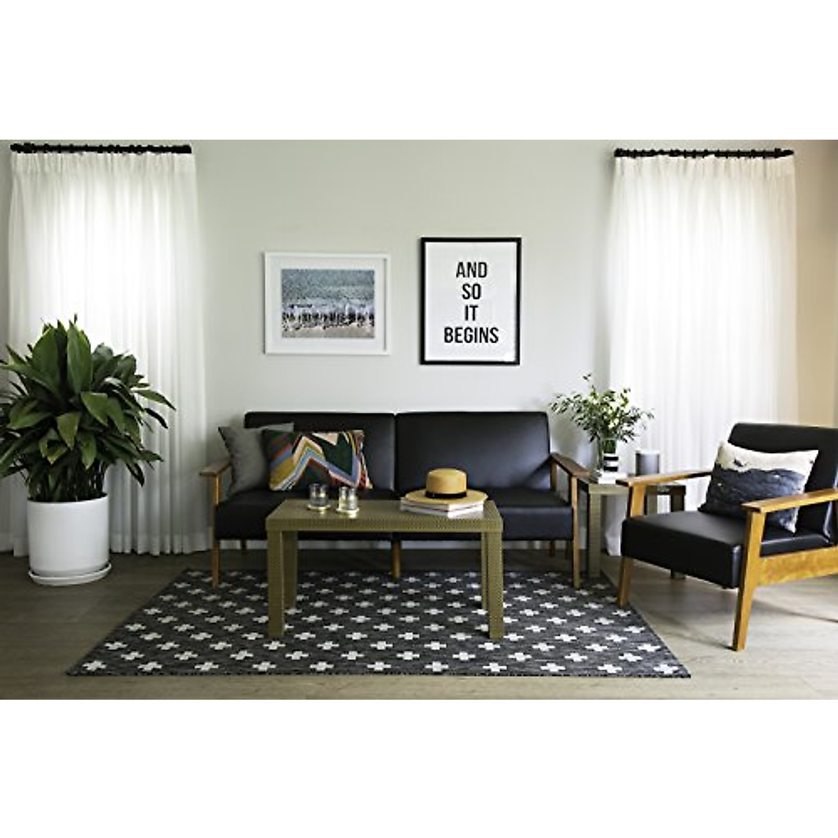 Novogratz by Momeni Villa Collection Umbria Indoor/Outdoor Area Rug, Charcoal, 2'0" x 3'0" Size Mat for Living Room, Bedroom, Dining Room, Nursery, Hallways, and Home Office