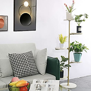 HAINARverS Gold Metal Plant Stand Indoor outdoor, marble 5Tier H49inch Tall Planter Stand Corner Flower Pot Holder multiple Shelves Plant Display for Patio Garden Living Room（5Tier Gold）