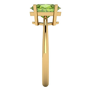 Clara Pucci 1.9ct Oval Cut Solitaire Genuine Vivid Green Peridot Proposal Bridal Designer Wedding Anniversary Ring 14k Yellow Gold