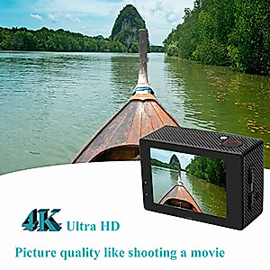 Xilecam 4K Action Camera, 4K/30FPS, WiFi Action Camera, Waterproof Camera Underwater 98ft，170 Degree Wide Angle Sports Camera，2*Battery and Multifunctional Accessories Package (4K30fps)