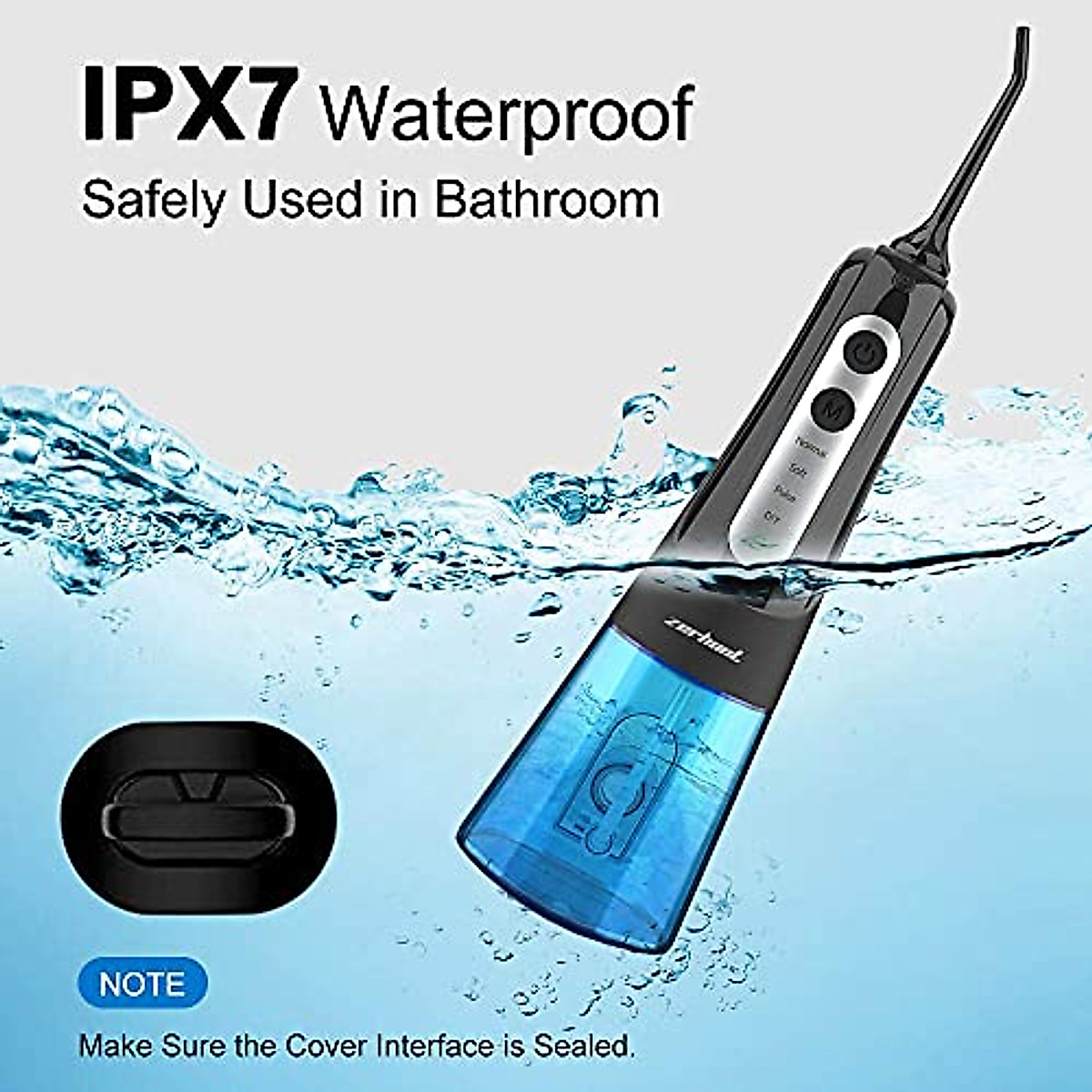 Water Flosser Cordless Teeth Cleaner, Dental Oral Irrigator with DIY Mode, Rechargeable Water Flosser for Braces, Bridges, Implants Care, IPX7 Waterproof with 4 Interchangeable Jet Tips