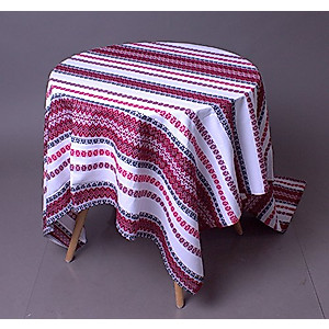 tablecloths for Rectangle Tables 60 x 120 Decorative Tablecloth with Ukrainian Ornament Weddfing plahta Ethnic White red Black 150x300 cm / 60"x120"