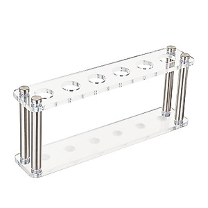 OLYCRAFT 6 Sockets Clear Acrylic Test Tube Rack Test Tube Display Stands Acrylic Centrifuge Tube Rack Glass Holder Rack Transparent Test Tube Holder for Test Tube Chemistry Laboratory 9.5x2x3.6 inch
