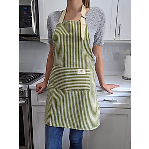 2 Pack Kitchen Cooking Aprons, Adjustable Bib with 2 pockets for Men/Women, Black / Yellow