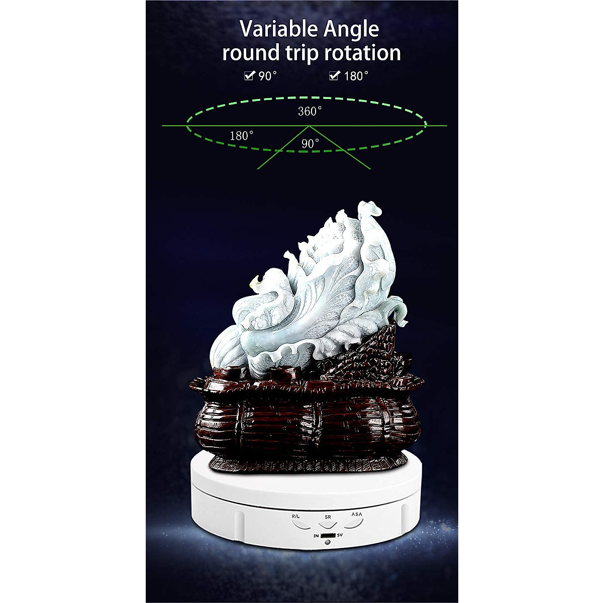 JAYEGT Motorized Rotating Display Stand, 5.74inch /22LB Load, 360 Degree Electronic Turntable Display Stand for Photography Products Shows, Jewelry, Watch, 3D Models, Cake, White