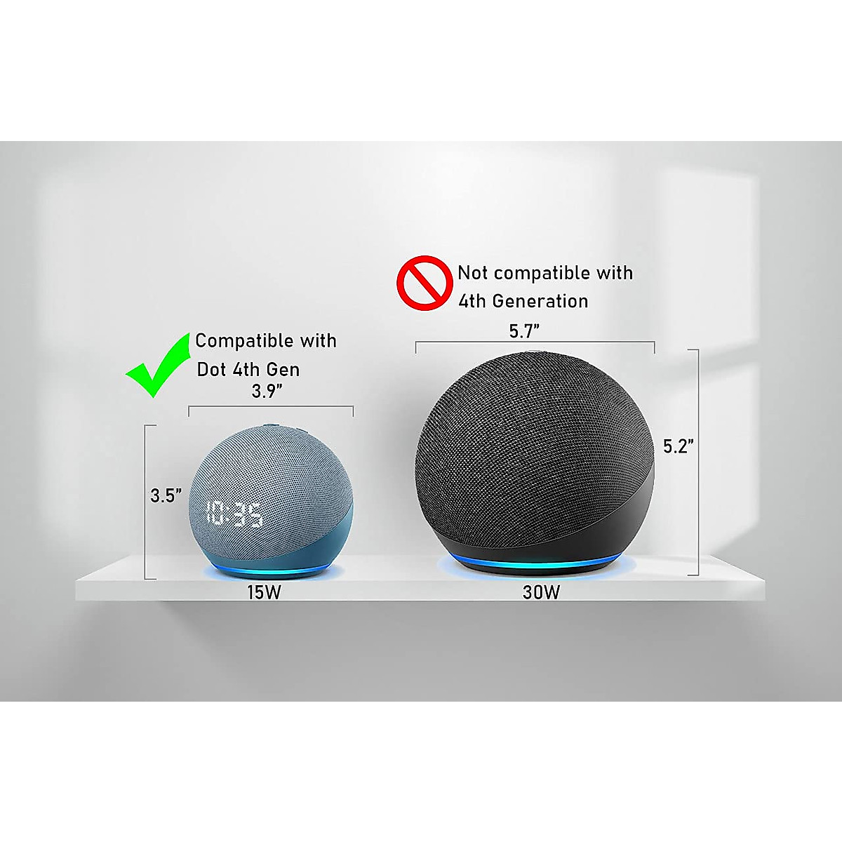 LEFXMOPHY H23K37 Show Power Cord Dot Charger Replacement for Show 5 (1st Gen 2019), Dot 4th / 3rd Generation - White AC Supply Adapter Accessories with 5ft Cable