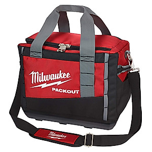 Milwaukee bag tool Milwaukee 48-22-8321 Tool Bag, 9.6 in W, 15 in D, 12.2 in H, 2 -Pocket, Polyester, Black/Red
