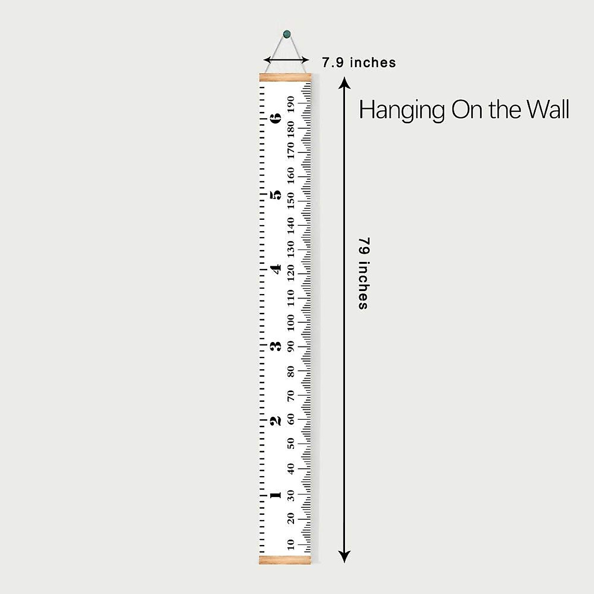 MIBOTE Baby Growth Chart Handing Ruler Wall Decor for Kids, Canvas Removable Growth Height Chart 79" x 7.9"
