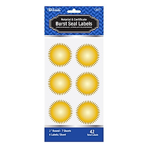 BAZIC Gold Foil Seal Label Round 2", for Envelope Certificate Notary Business Boutiques Shop Wrapping Packaging Bags Products Bottles (42/Pack), 24-Pack