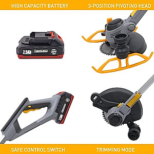 PATIOX Weed Wacker Cordless, Electric Weed Trimmer Rechargeable 3 in 1, One 2.5 Ah Battery Powered Weed Whacker Cordless 20V Grass Trimmer with Blade and Charger (One 2.5Ah Battery)