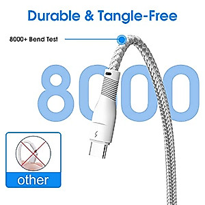 10FT 2Pack USB-C to USB C Cord,Long Charger Cable for Samsung Galaxy S22/S22 Plus/S22 Ultra/S21/S21 FE/S23/S23+/S23 Ultra/A52 5G/A53 5G/S20,Tab S7/S8,Pixel 6 7 Pro/4A 5G/5 5A,60W Fast Charging Charge