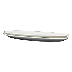 Ebros Kitchen Dining Modern Contemporary Sleek Design Natural White Porcelain Oval Plates Serving Platters Restaurant Supply Dishwasher And Microwave Safe Serveware (2, 16"Long)