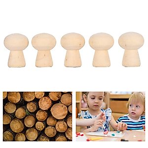 20pcs Wooden Peg Doll Unfinished Mushroom Head Shape Doll Wooden Mushroom Figures People Wooden Figures for Kids Art and Craft