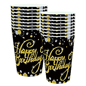50th Birthday Black And Gold Party Supplies, Disposable Tableware,16 Guest, 50 Years Birthday Decorations For Men,Include Paper Plates, Banner Cups Napkins Tablecloth Cutlery…