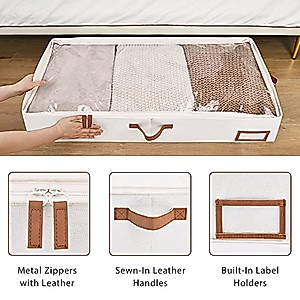 StorageWorks Closet Storage Bins with Clear Window 3 pack, Underbed Storage Box, Under Bed Clothes Organizer With Sturdy Structure and Ultra Thick Fabric 2 pack