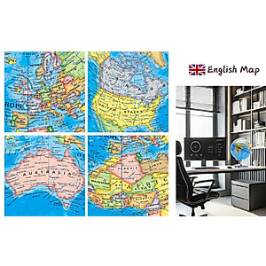 Exerz 8" World Globe Political Map - Educational Geographic Globe - Stainless Steel Arc and Base